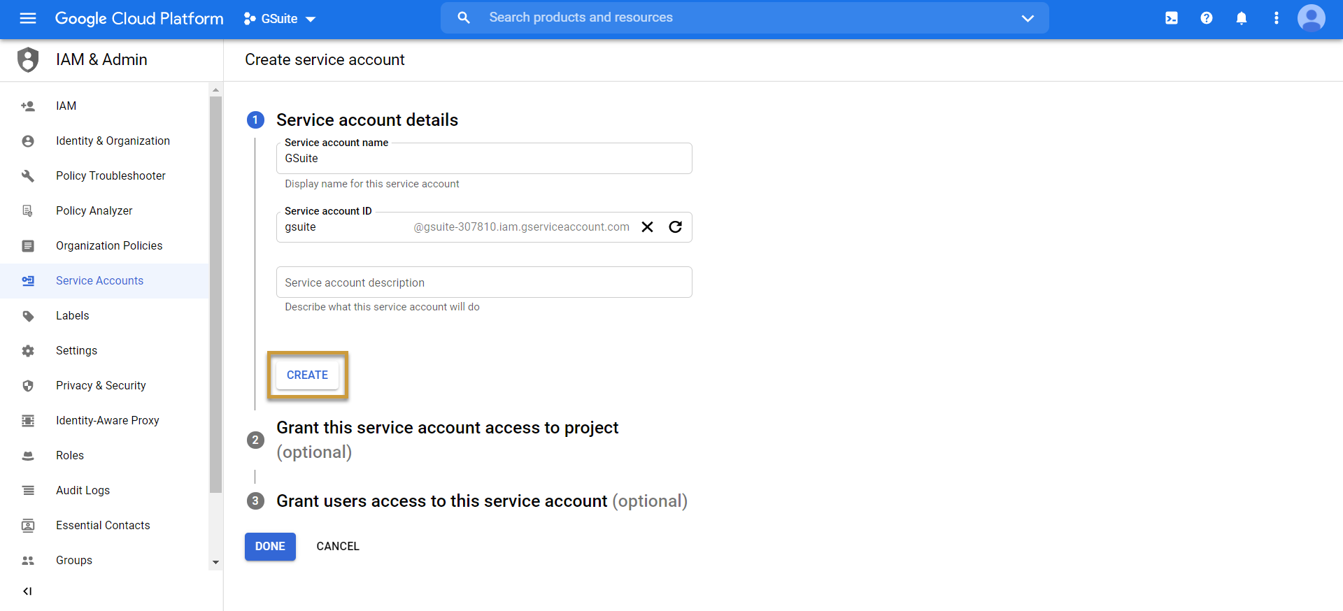 Create Key in Google Cloud Platform | JIFFY.ai