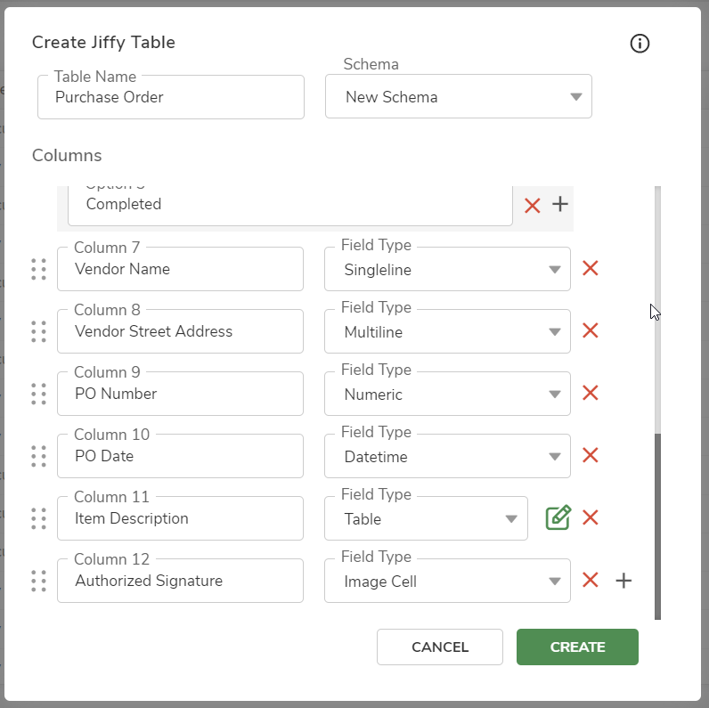 Create Jiffy Table | JIFFY.ai